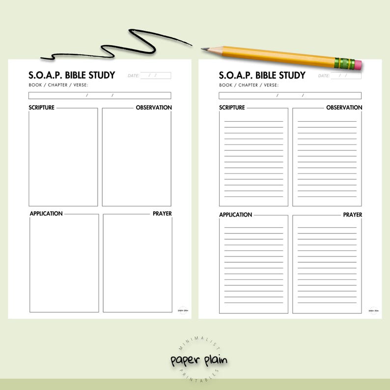 SOAP Bible Study Template | Printable Bible Study Sheets & Journal ...