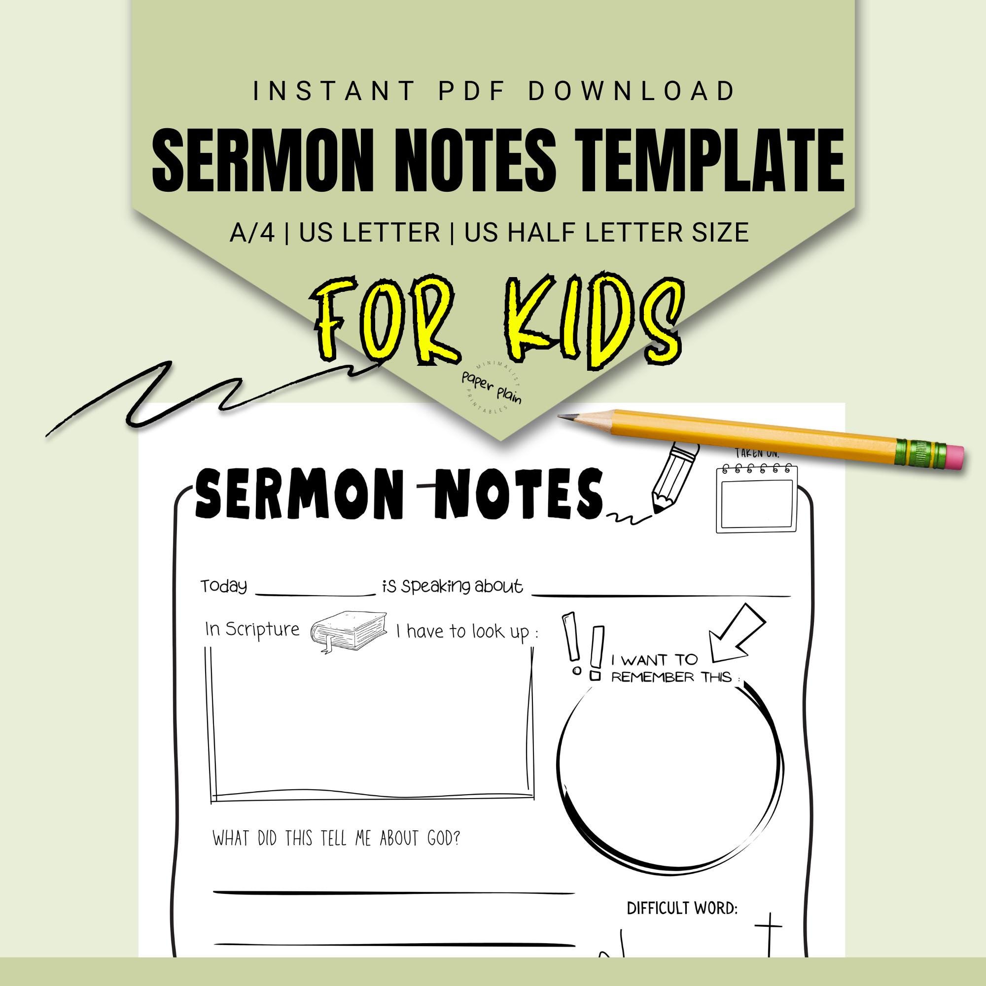 Sermon Notes for Kids | Sermon Notes Journal | Sermon Notes Notebook ...