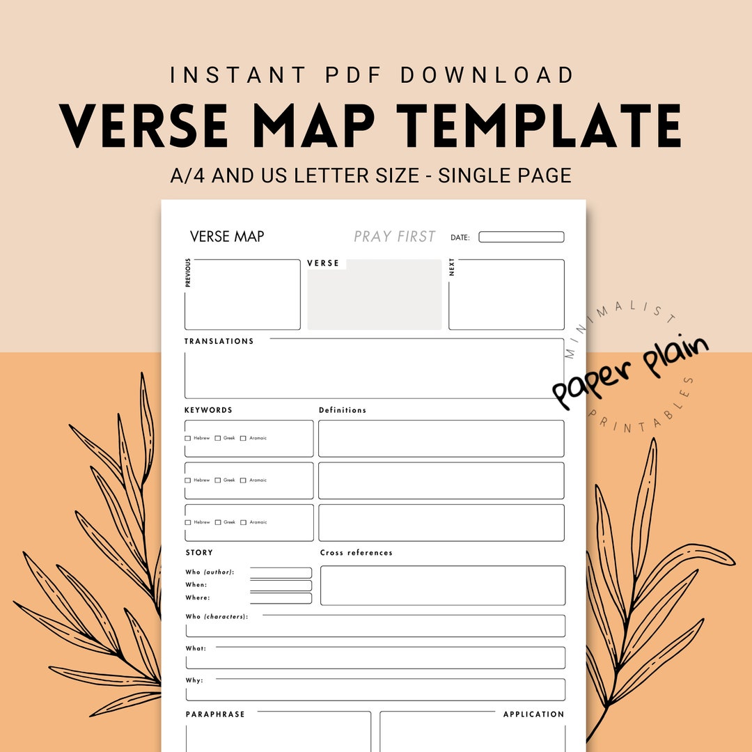 VERSE MAP Template Printable PDF Digital Download - Etsy
