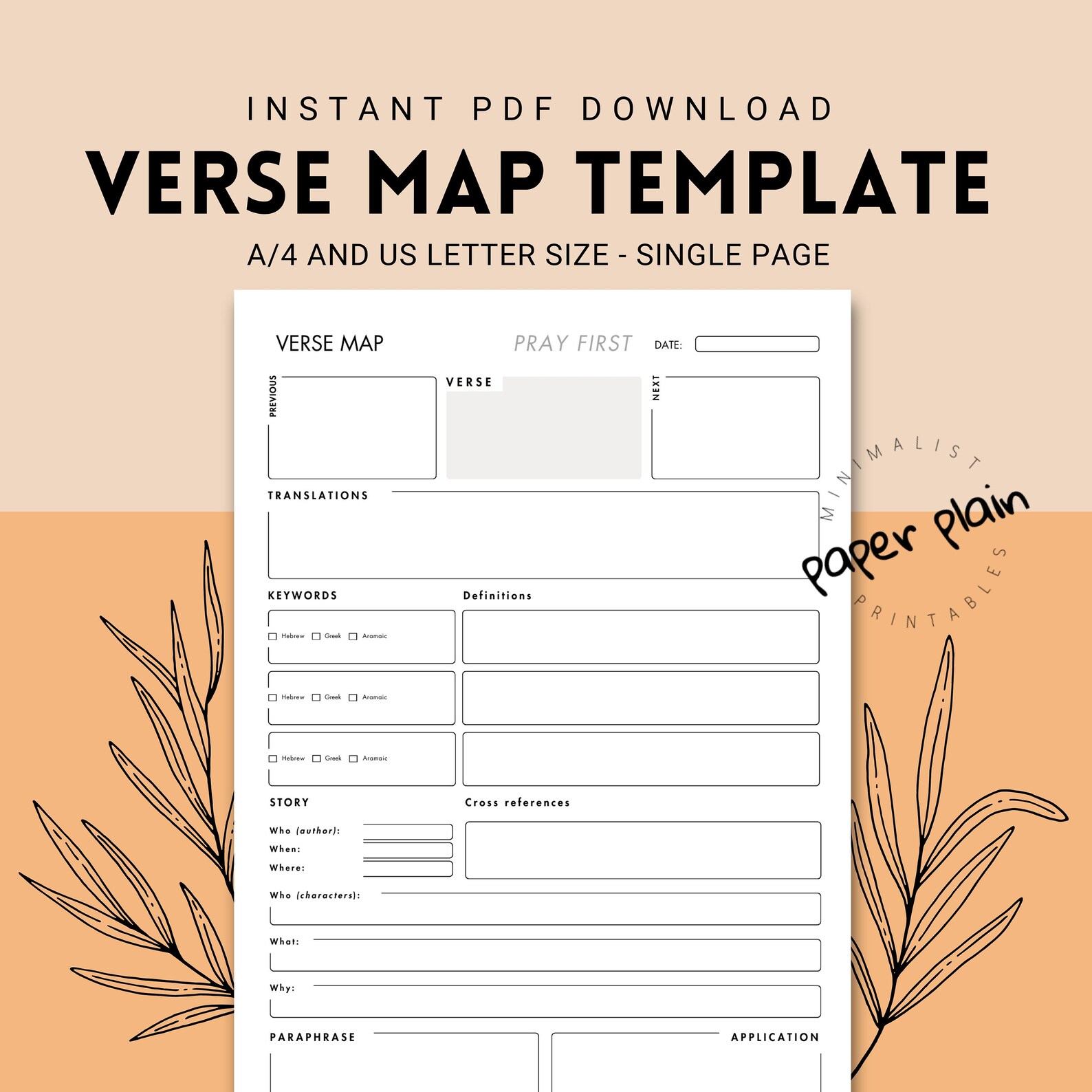 VERSE MAP Template Printable PDF Digital Download - Etsy