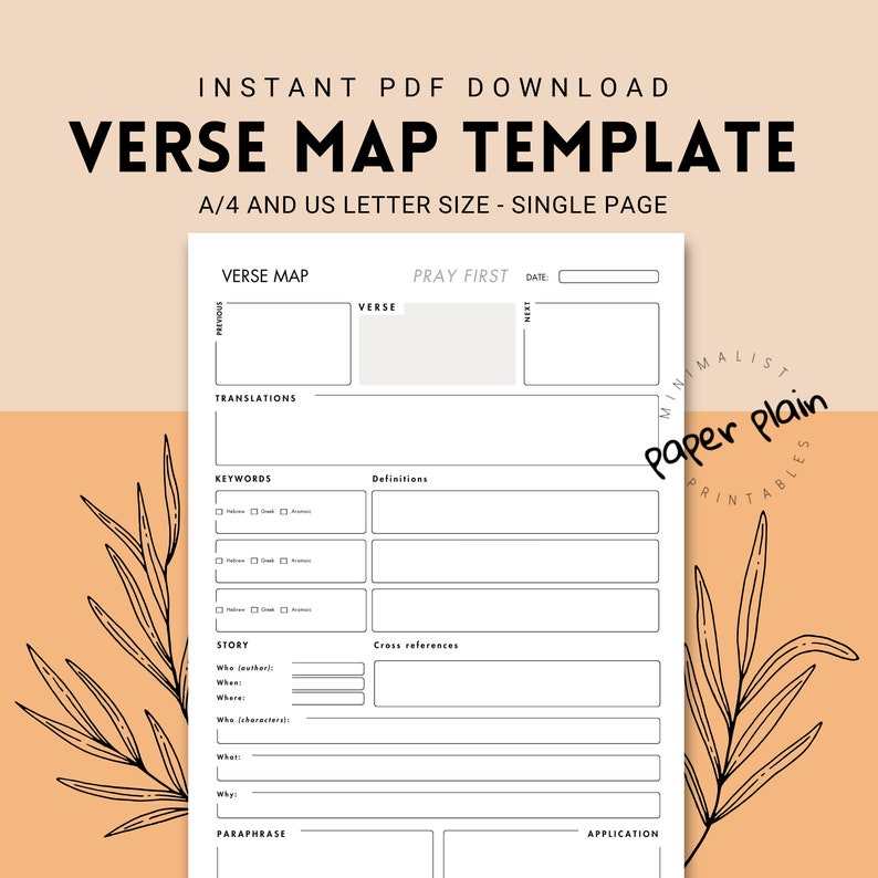 VERSE MAP Template Printable PDF Digital Download - Etsy