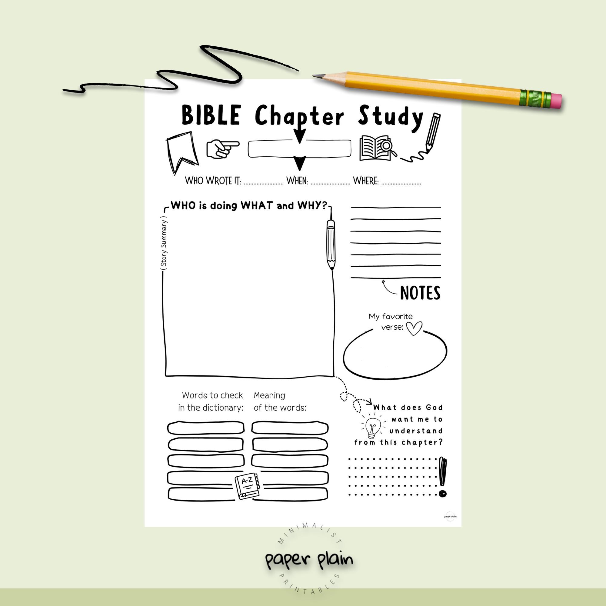 Bible Chapter Study for Kids | Printable Bible Study Template ...
