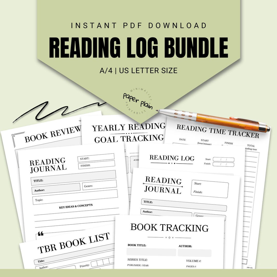 Reading Log Bundle | Printable Reading Journal & Tracker | Book Lovers ...