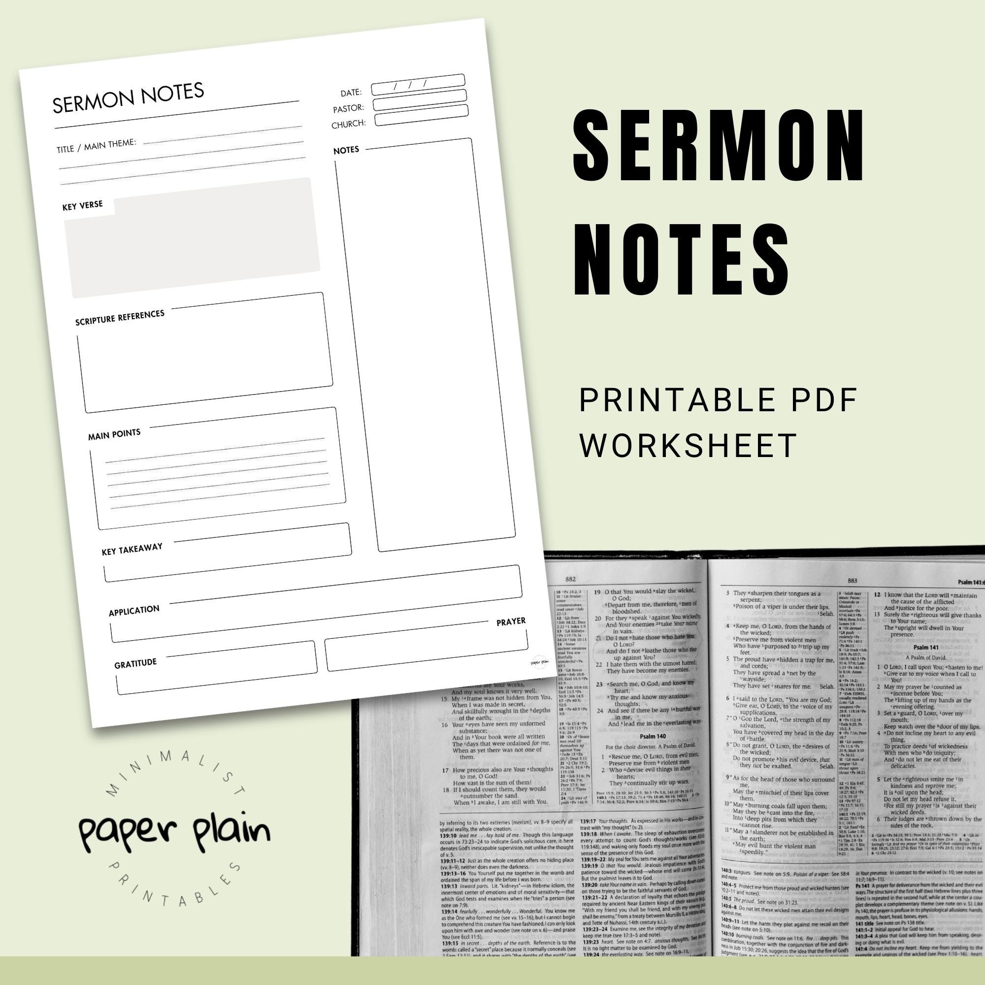 Sermon Notes Template | Printable Sermon Notes PDF & Journal ...