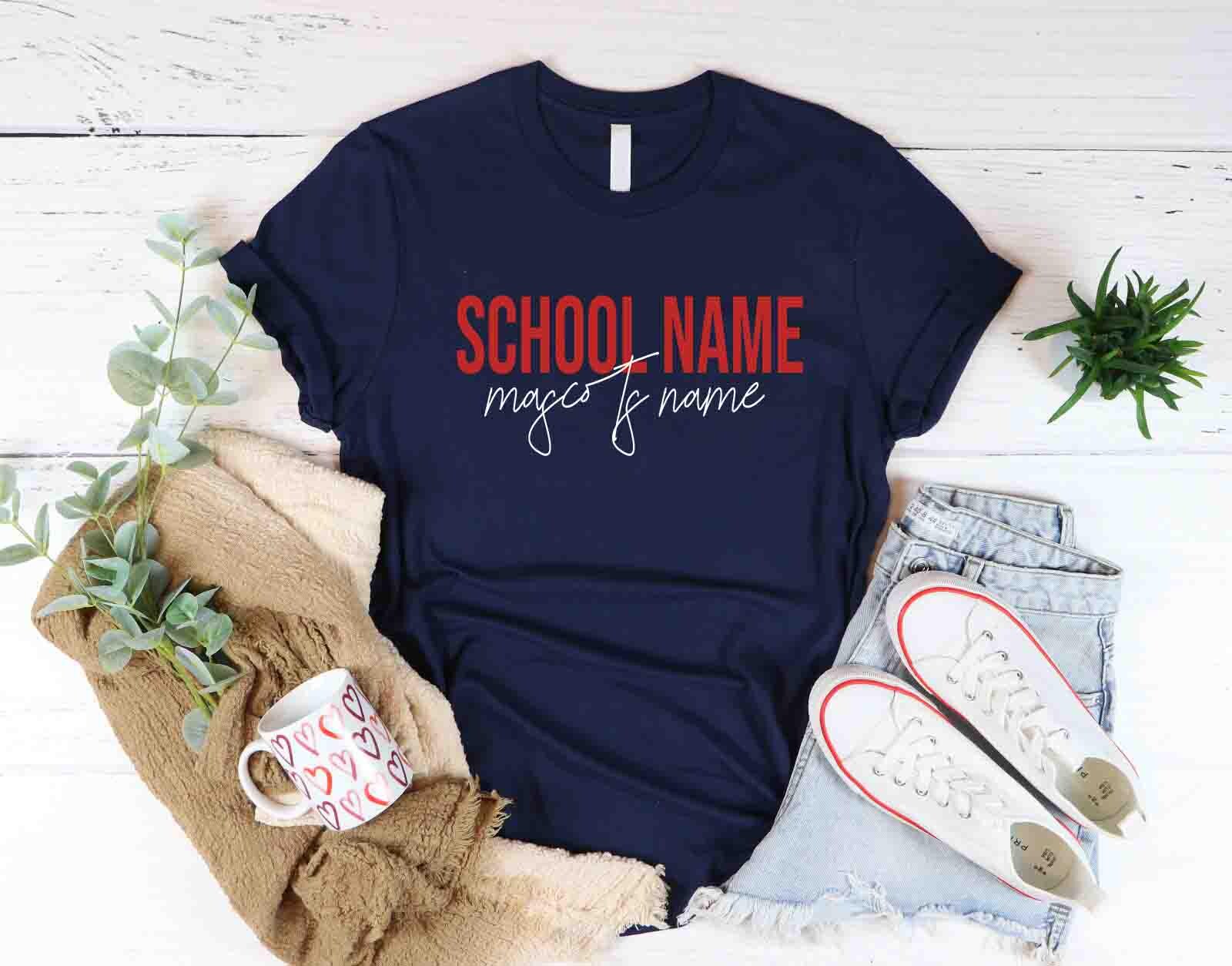 Custom School Name T-shirt,personalized School T-shirts, Custom Text T ...