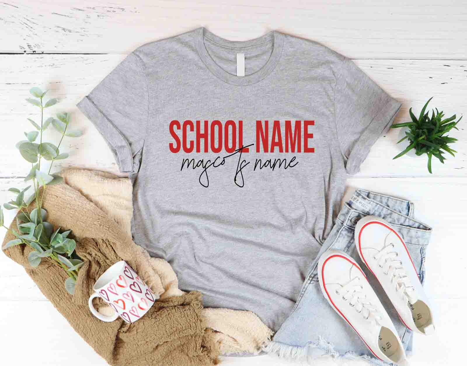 Custom School Name T-shirt,personalized School T-shirts, Custom Text T ...