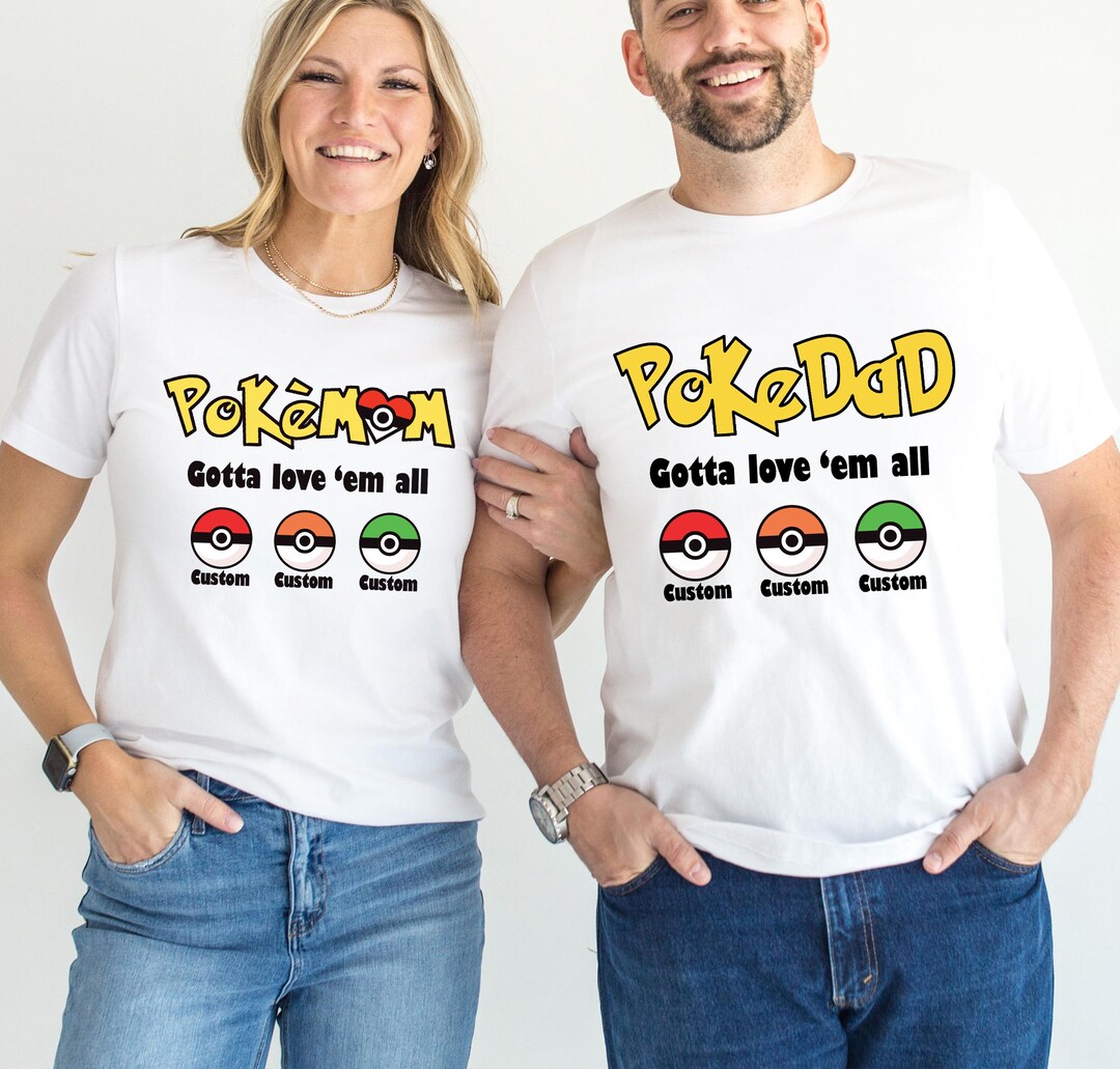 Pokemom and Pokedad Matching T-shirt, Dad and Mom T-shirts, Custom Dad ...