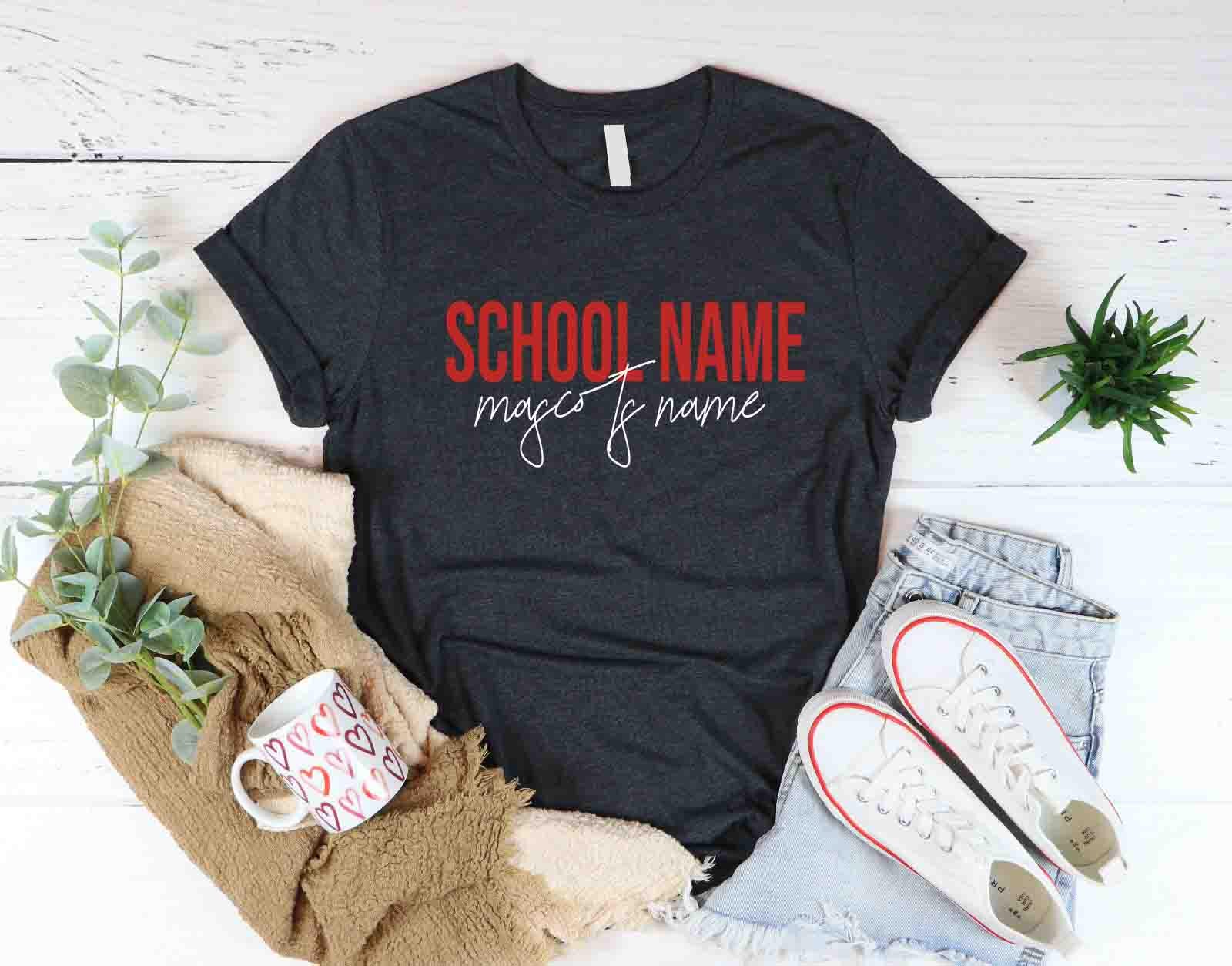 Custom School Name T-shirt,personalized School T-shirts, Custom Text T ...