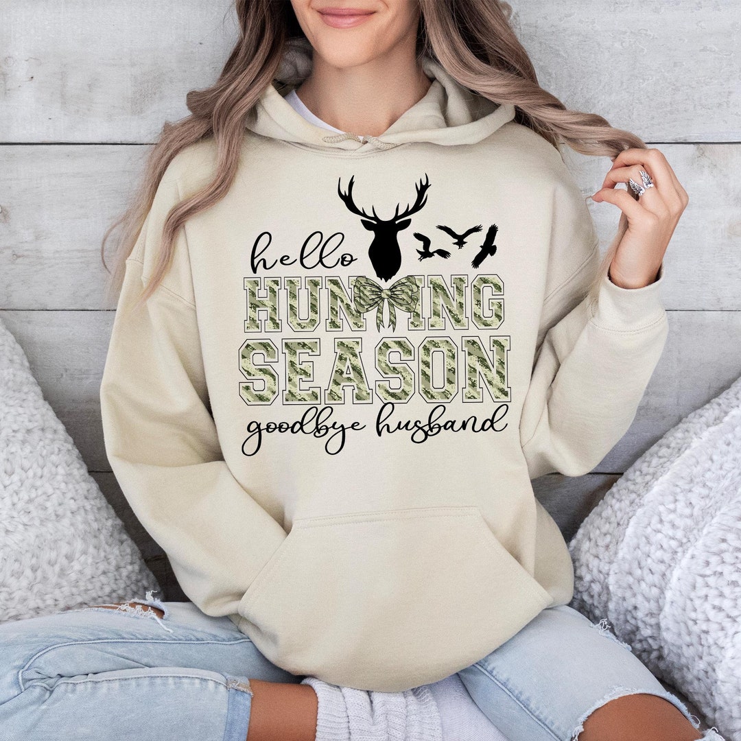 Hello Hunting Season Goodbye Husband Hoodie,camo Coquette Bow Hoodie ...
