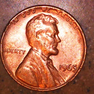 1965 Lincoln Penny No Mint Mark Errors on Coin Rim l in Liberty & we in ...