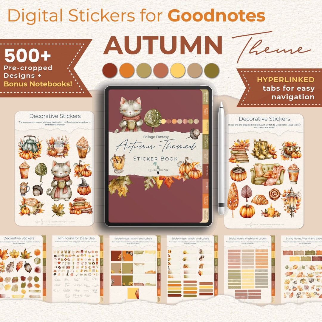 Autumn Sticker Book – Fall Digital Planner Stickers, Elements for ...
