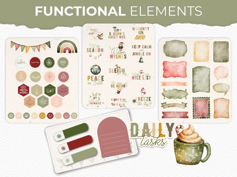 Christmas Digital Stickers for Goodnotes: Holiday Planner Decorations ...
