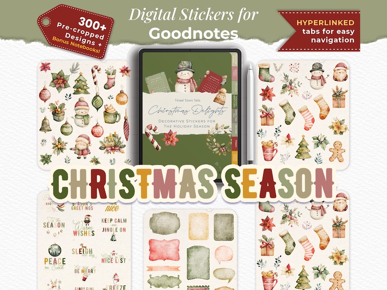 Christmas Digital Stickers for Goodnotes: Holiday Planner Decorations ...