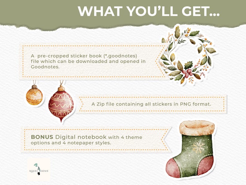 Christmas Digital Stickers for Goodnotes: Holiday Planner Decorations ...