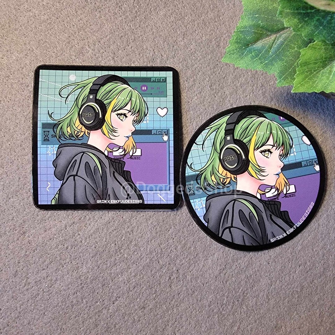 Retro Anime Girl With Headphones Holographic Sticker | June | Anime ...