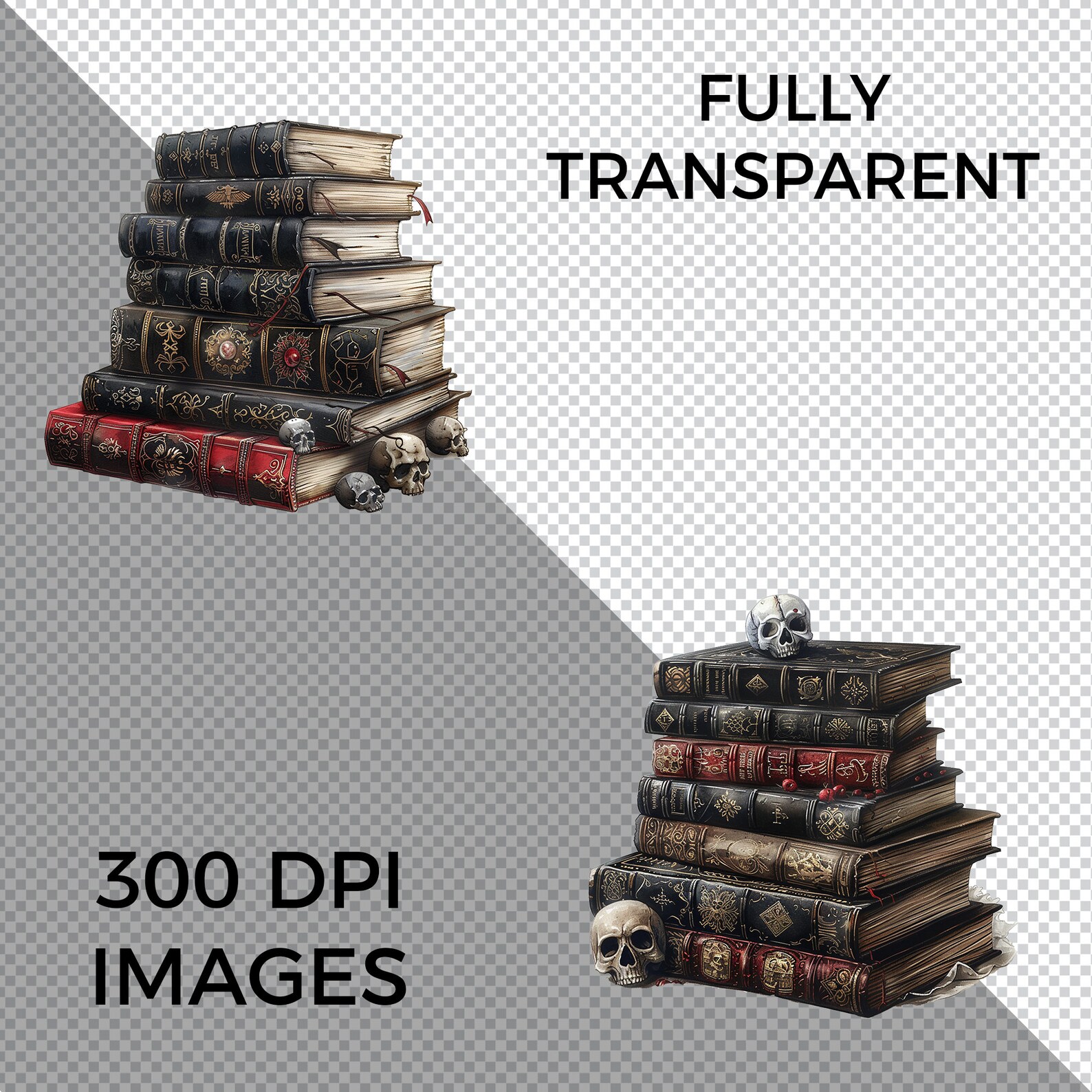 PNG Clip Art Gothic Book Stacks , 10 Transparent Image Bundle, 300 DPI ...