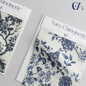 Navy Chinoiserie : Blue Floral Patterns, French Toile Pattern, Seamless ...