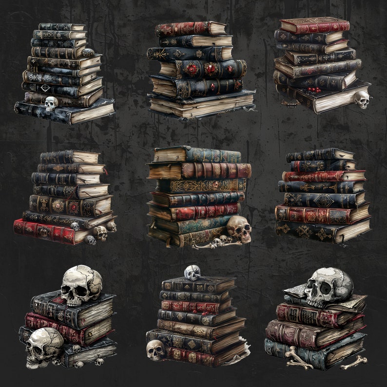 PNG Clip Art Gothic Book Stacks , 10 Transparent Image Bundle, 300 DPI ...