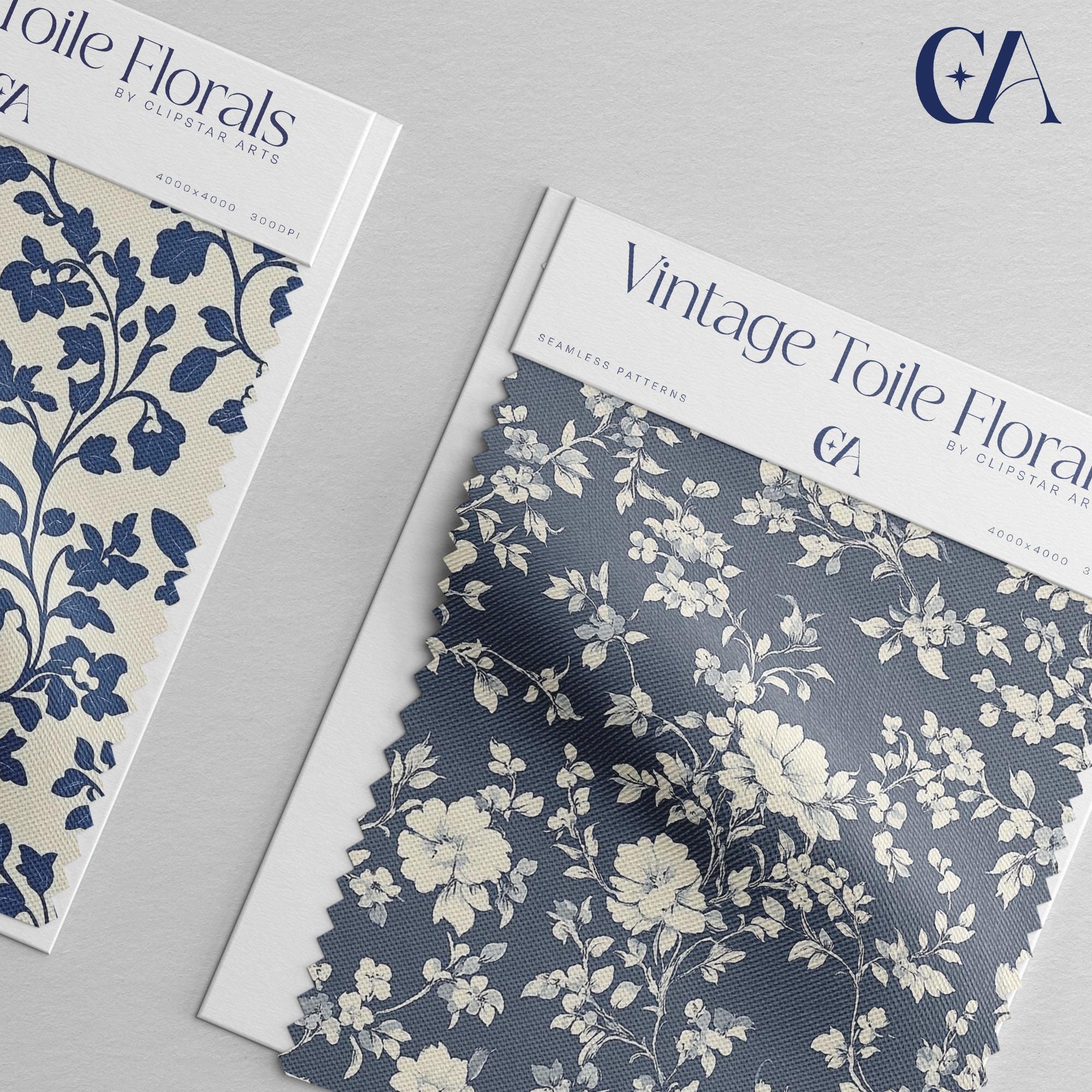 Vintage Toile Florals : Blue Floral Patterns, French Toile Pattern ...