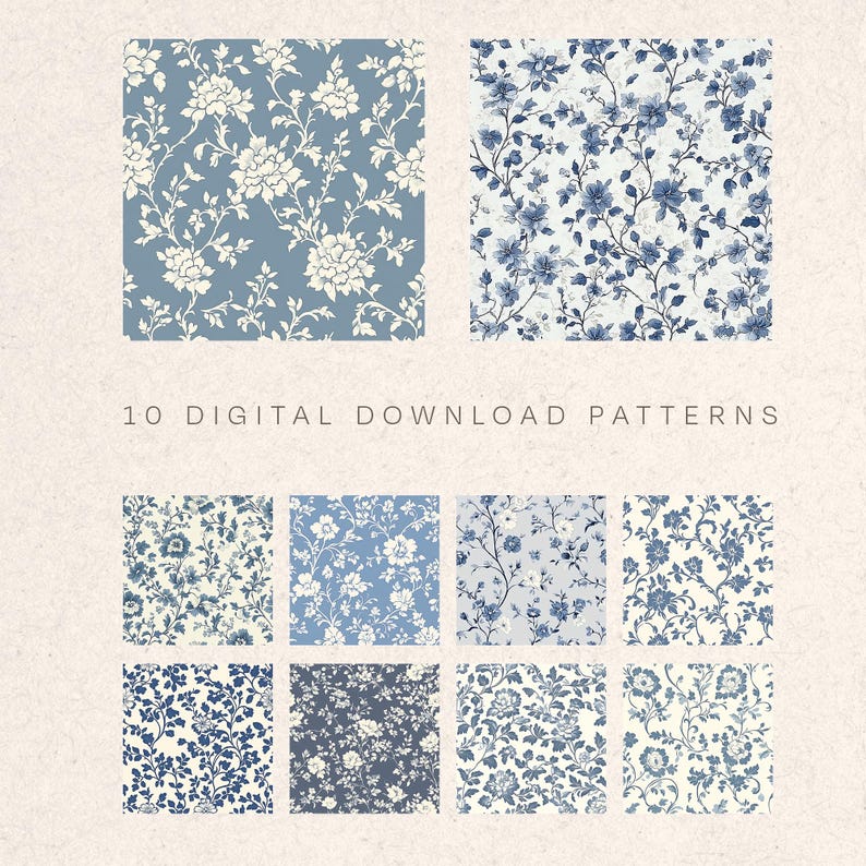 Vintage Toile Florals : Blue Floral Patterns, French Toile Pattern ...