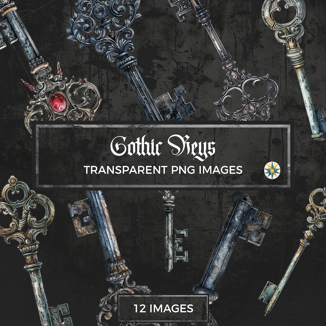 PNG Clip Art Gothic Keys , 12 Transparent Image Bundle, 300 DPI ...