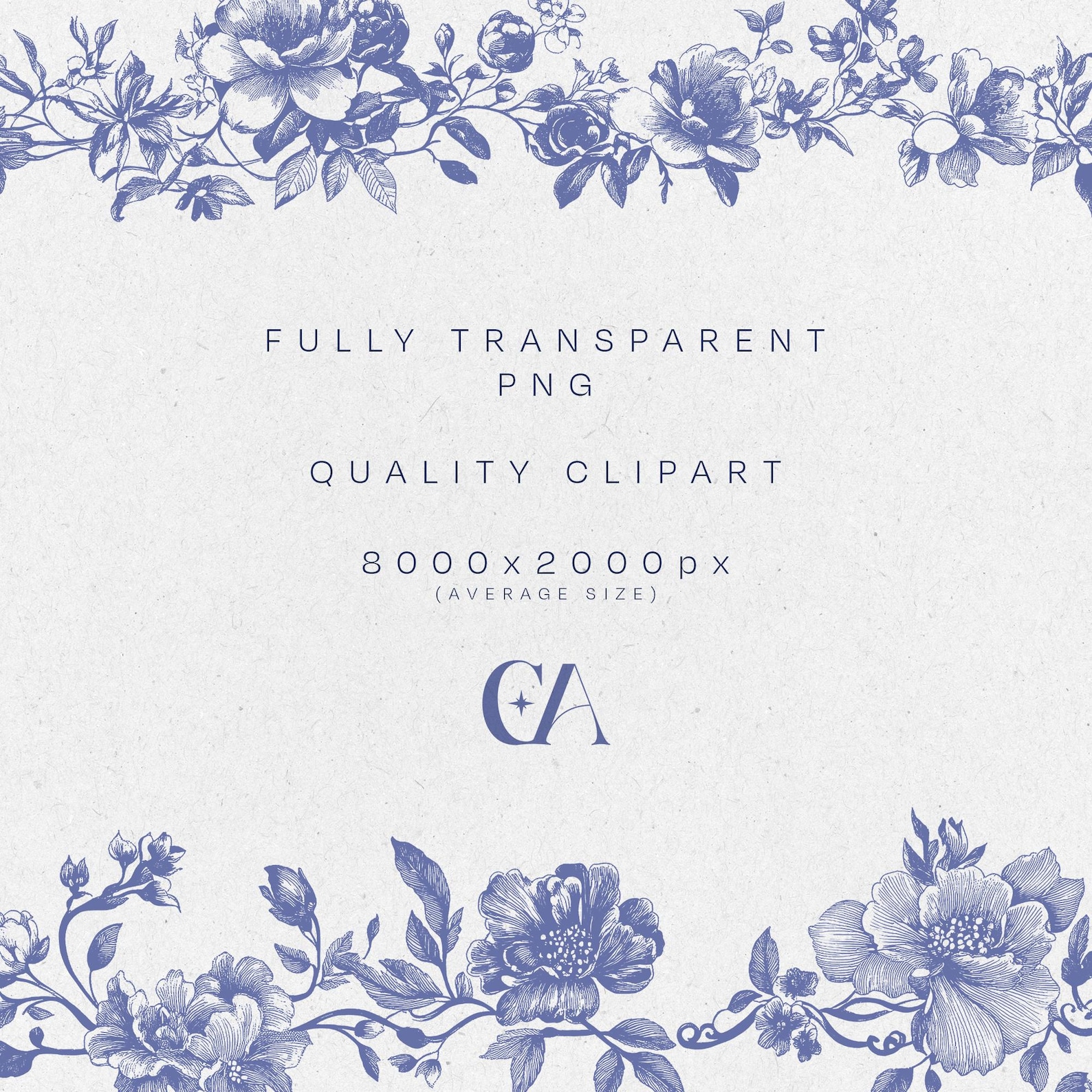 Seamless Floral Borders : PNG, Blue French Chinoiserie Floral Borders ...