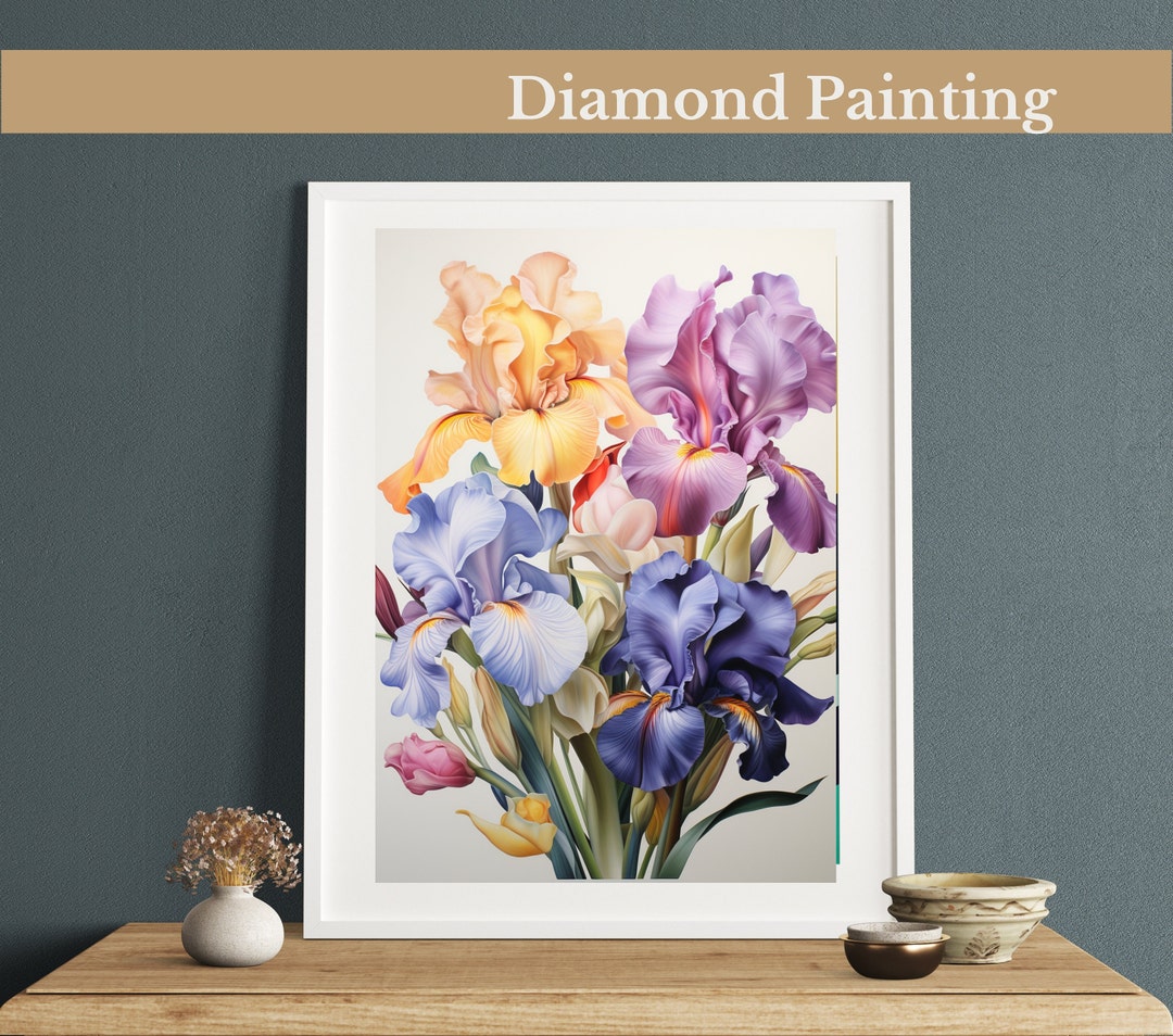 Watercolor Iris Diamond Painting Kit, DIY Rhinestone Gem Art - Etsy