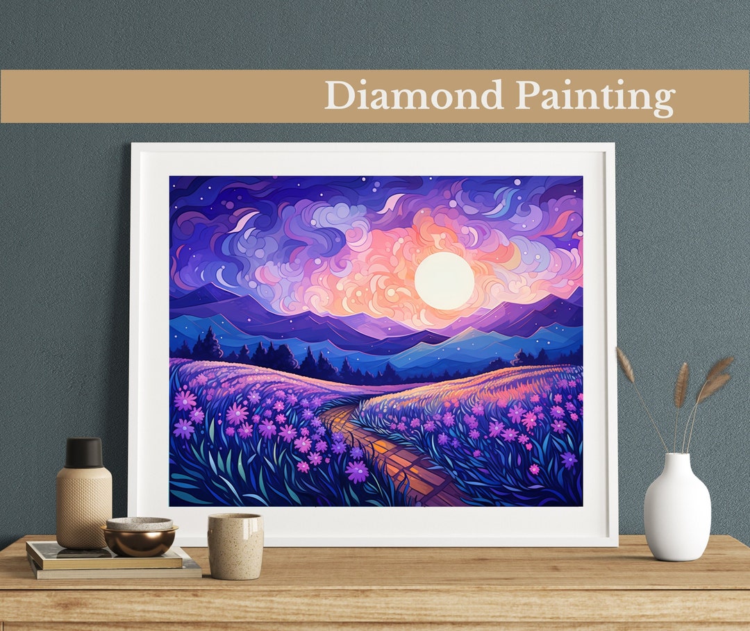 Starry Night Over Lavender Fields Diamond Painting Kit, Realism Art ...