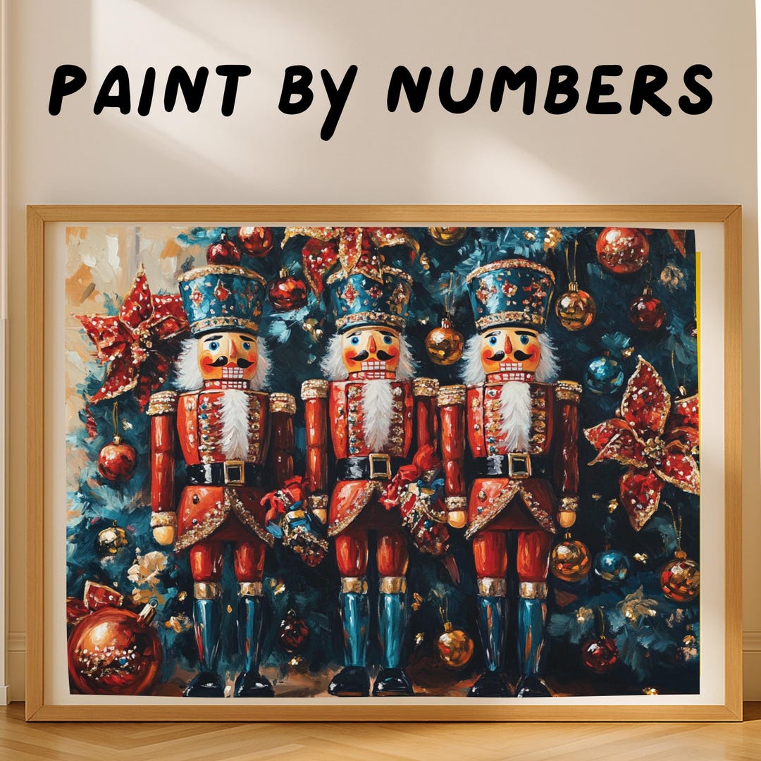 Christmas Nutcracker Soldiers Paint by Numbers Kit DIY Holiday Wall Art ...