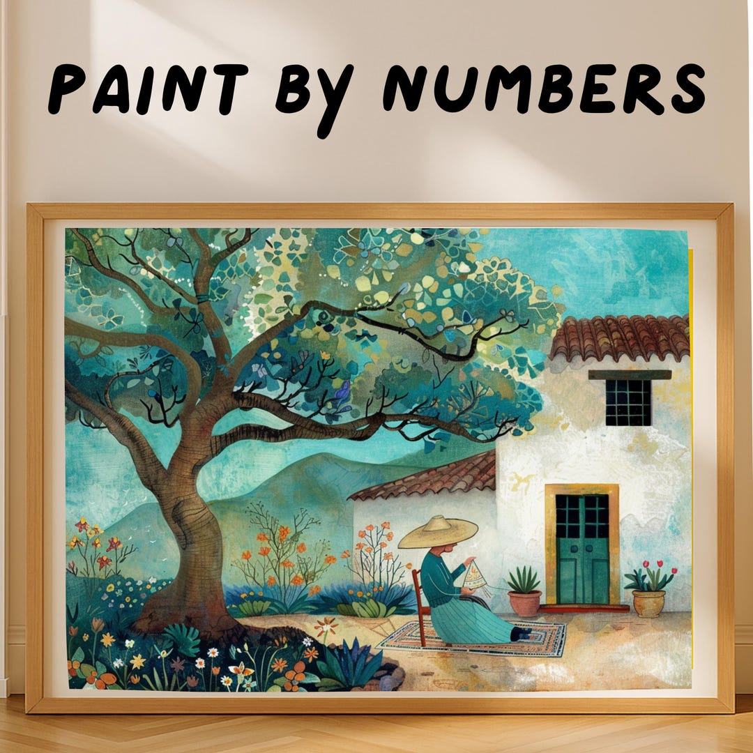 Mediterranean Garden Paint by Numbers Kit Peaceful Cottage Scene ...