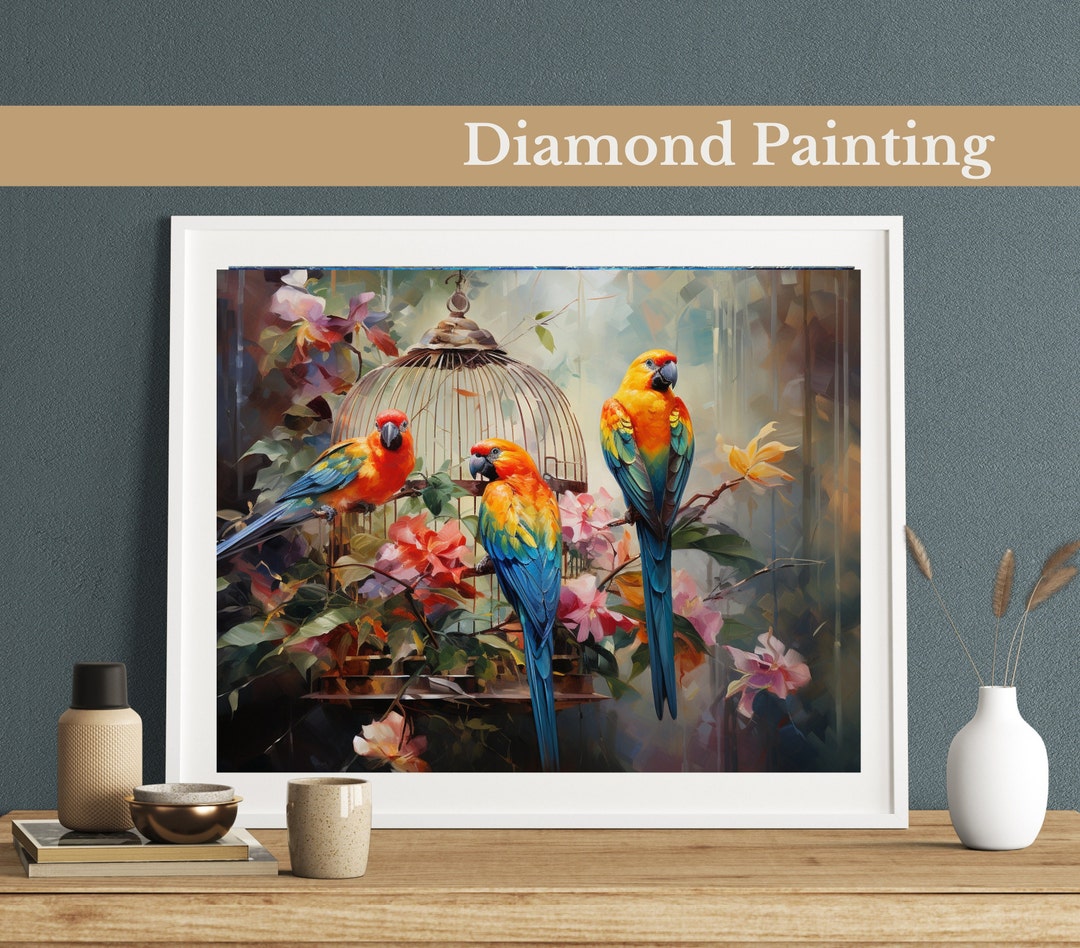Tropical Bird Aviary Diamond Painting Kit, Monet Style, DIY Art for ...