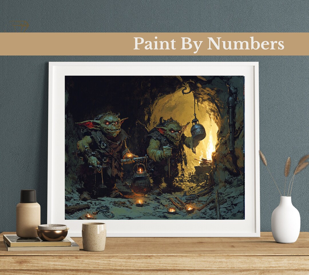 Paint by Numbers Kit for Adults, Goblins in the Dungeon, Fantasy ...