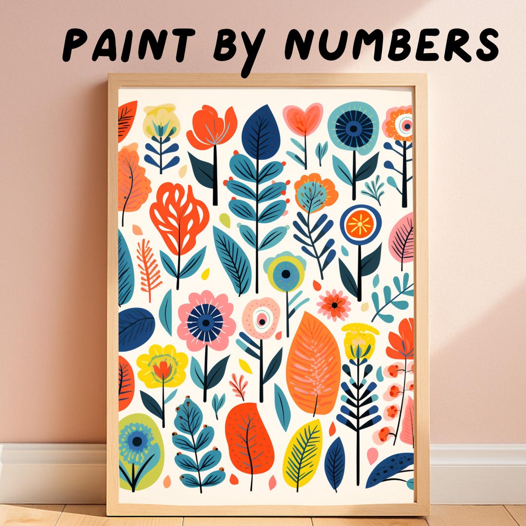 Abstract Floral Paint by Numbers Kit Colorful Modern Flower DIY Canvas ...