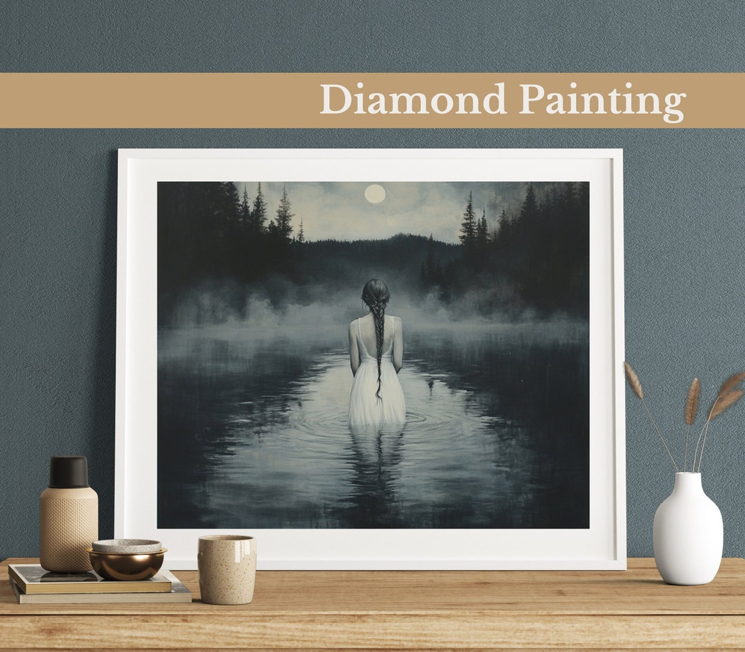 Mystical Reflection in Moonlight Diamond Painting Kit, Ethereal Night ...