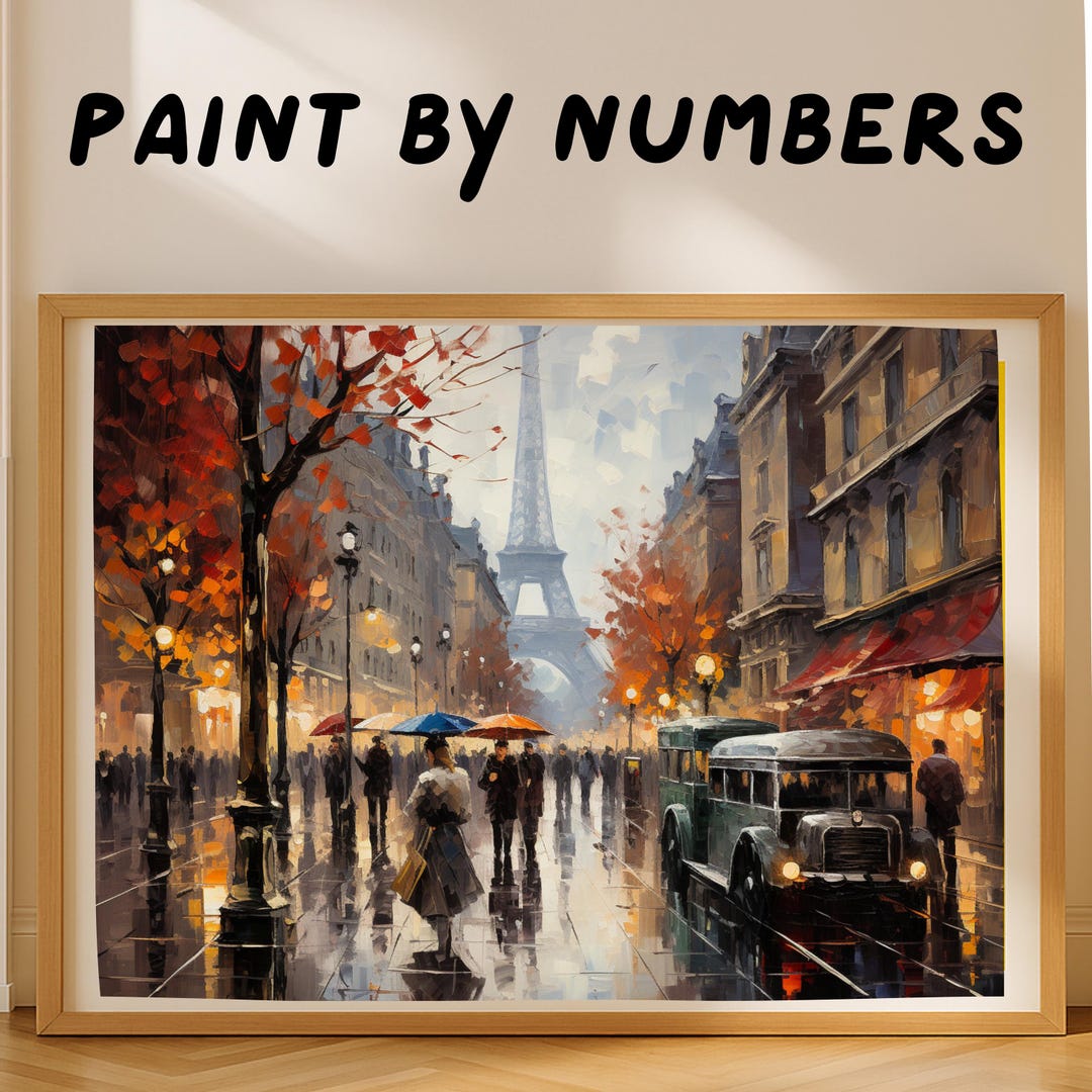 Paris Street Paint by Numbers Kit: DIY Acrylic Art, Handmade Wall Decor ...
