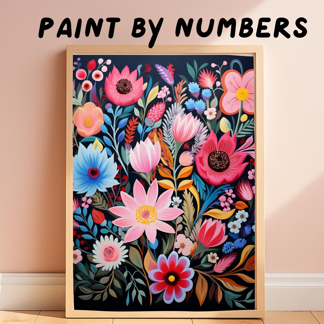 Frida Kahlo Inspired Floral Paint by Numbers Kit: DIY Acrylic Painting ...