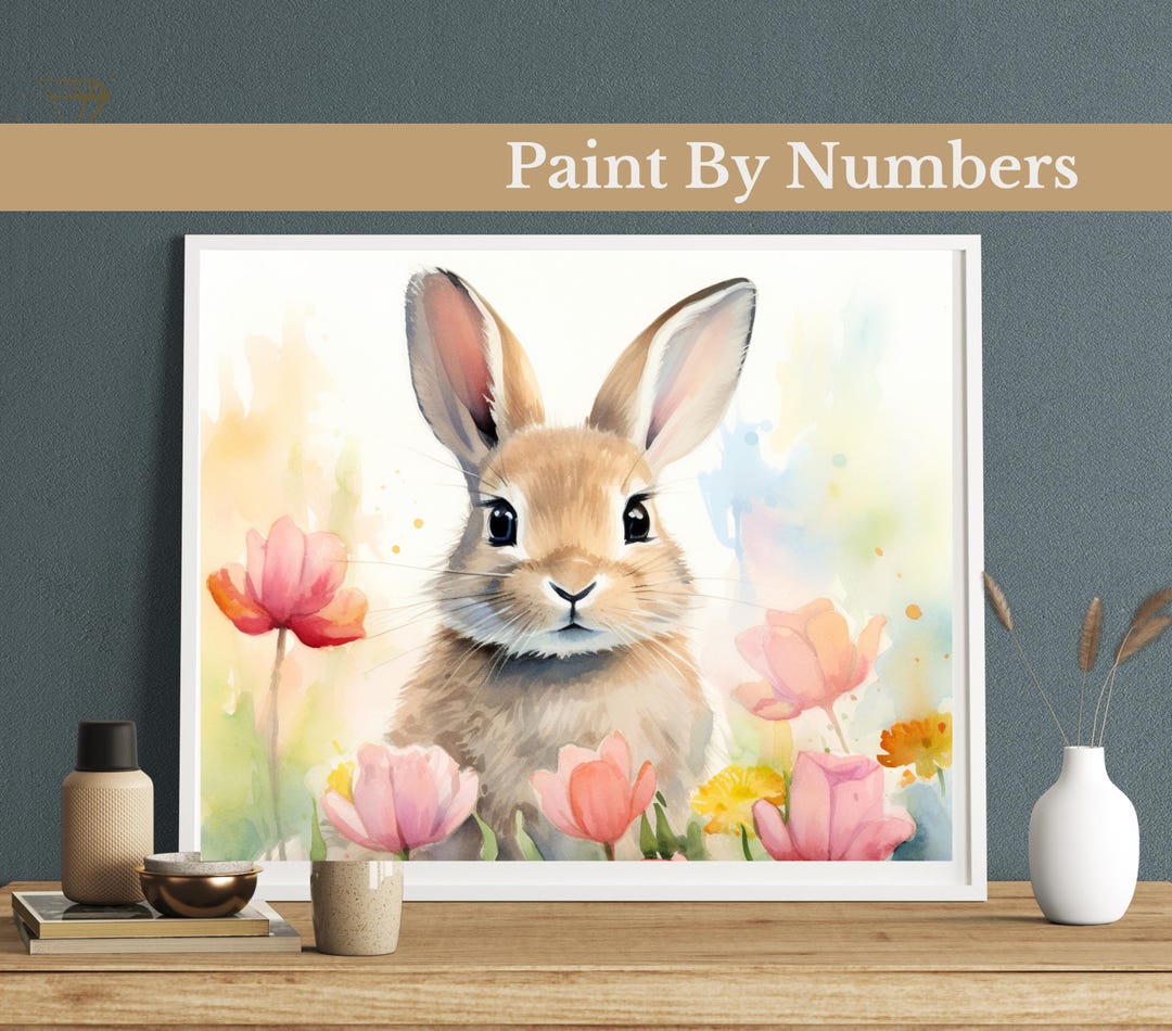 Paint by Numbers Kit: Blossom Bunny Paint by Numbers Kit, Watercolor ...