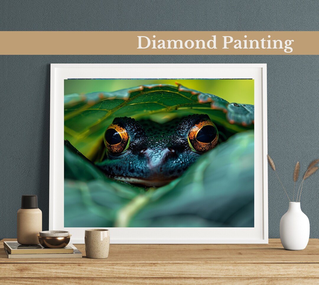 Frog's Peek-a-boo Diamond Painting Kit, Realistic Photography, DIY Art ...