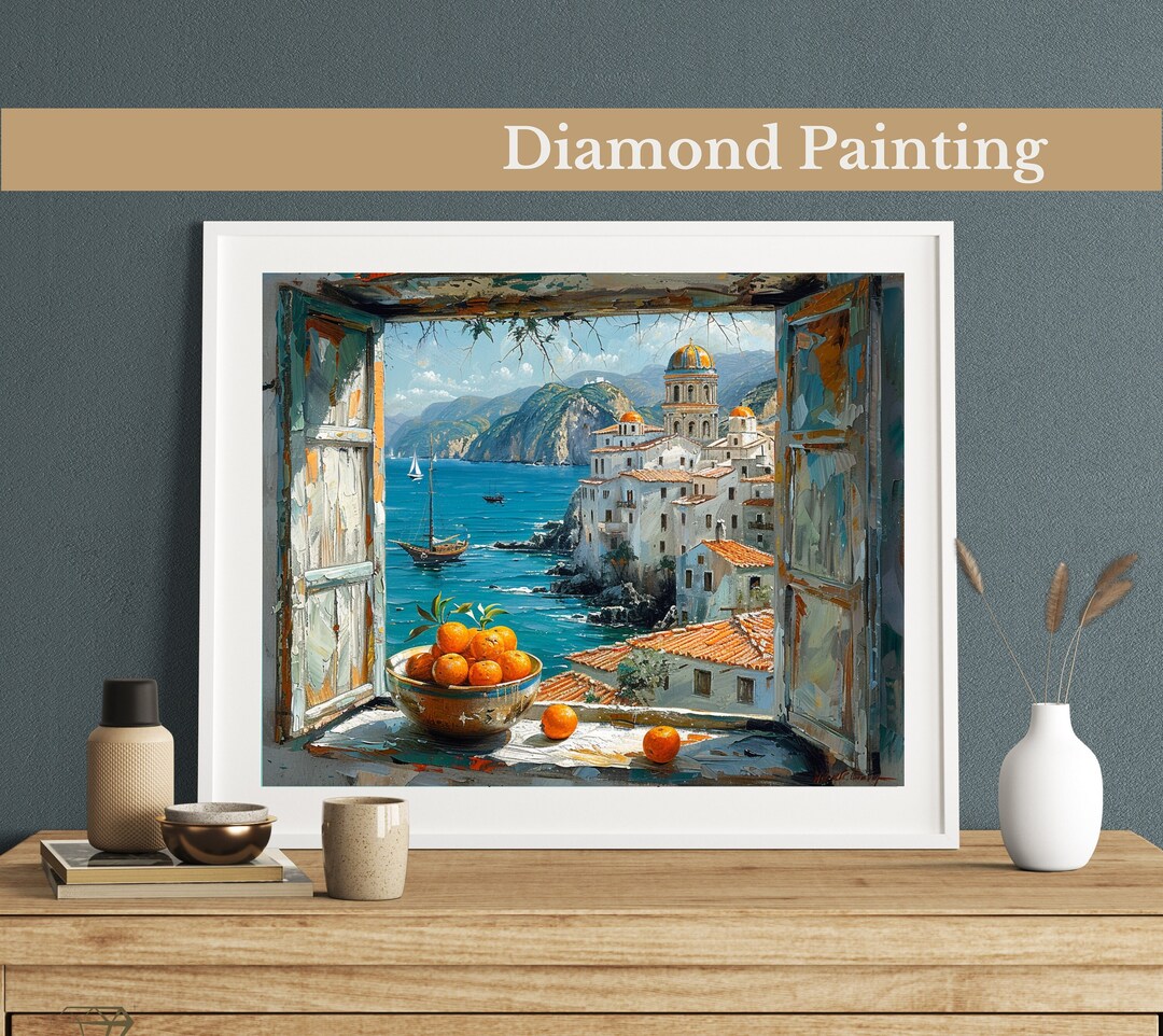 Mediterranean View Diamond Painting Kit, Gem Art for Adults & Kids, DIY ...
