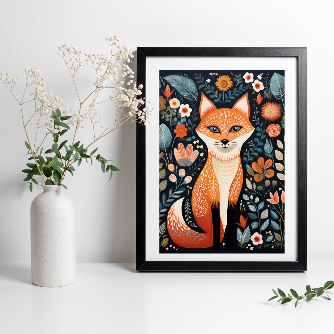 Whimsical Fox Diamond Painting Kit, Frida Kahlo-inspired, DIY ...
