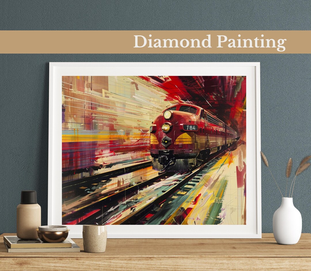 Speeding Train Diamond Painting Kit: Vibrant Motion Art, DIY Home Decor ...