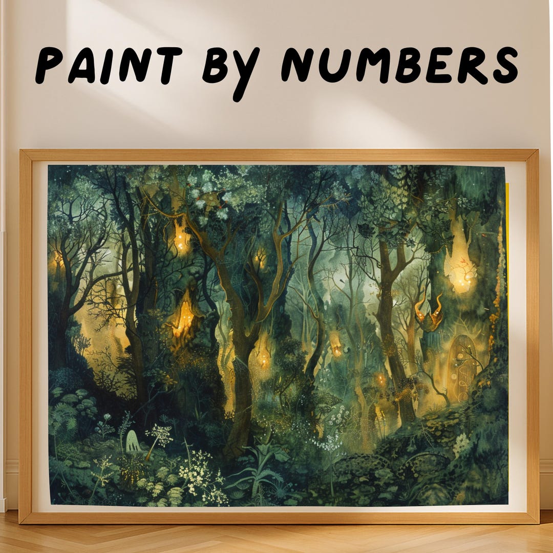 Enchanted Forest Paint by Numbers Kit: Whimsical Woodland DIY Canvas ...
