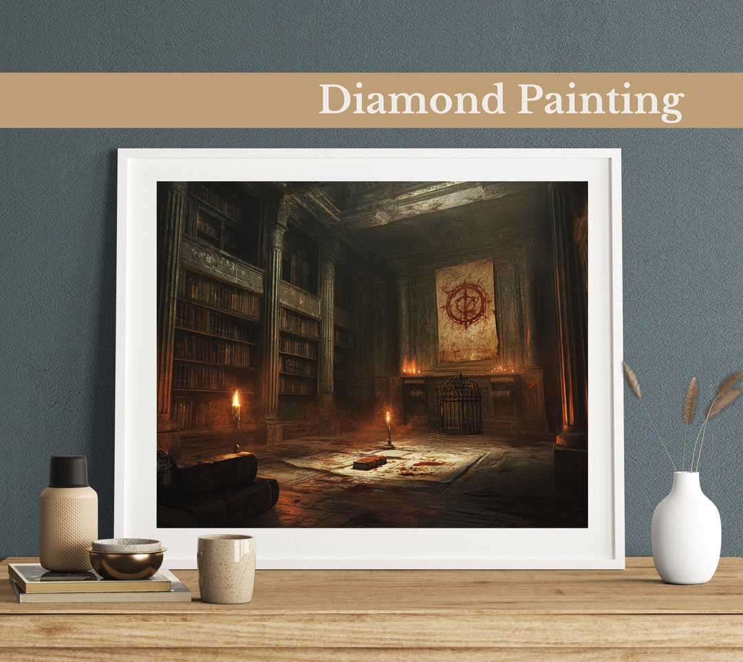 Dark Ritual in the Haunted Library Diamond Painting Kit, Spooky Haunted ...