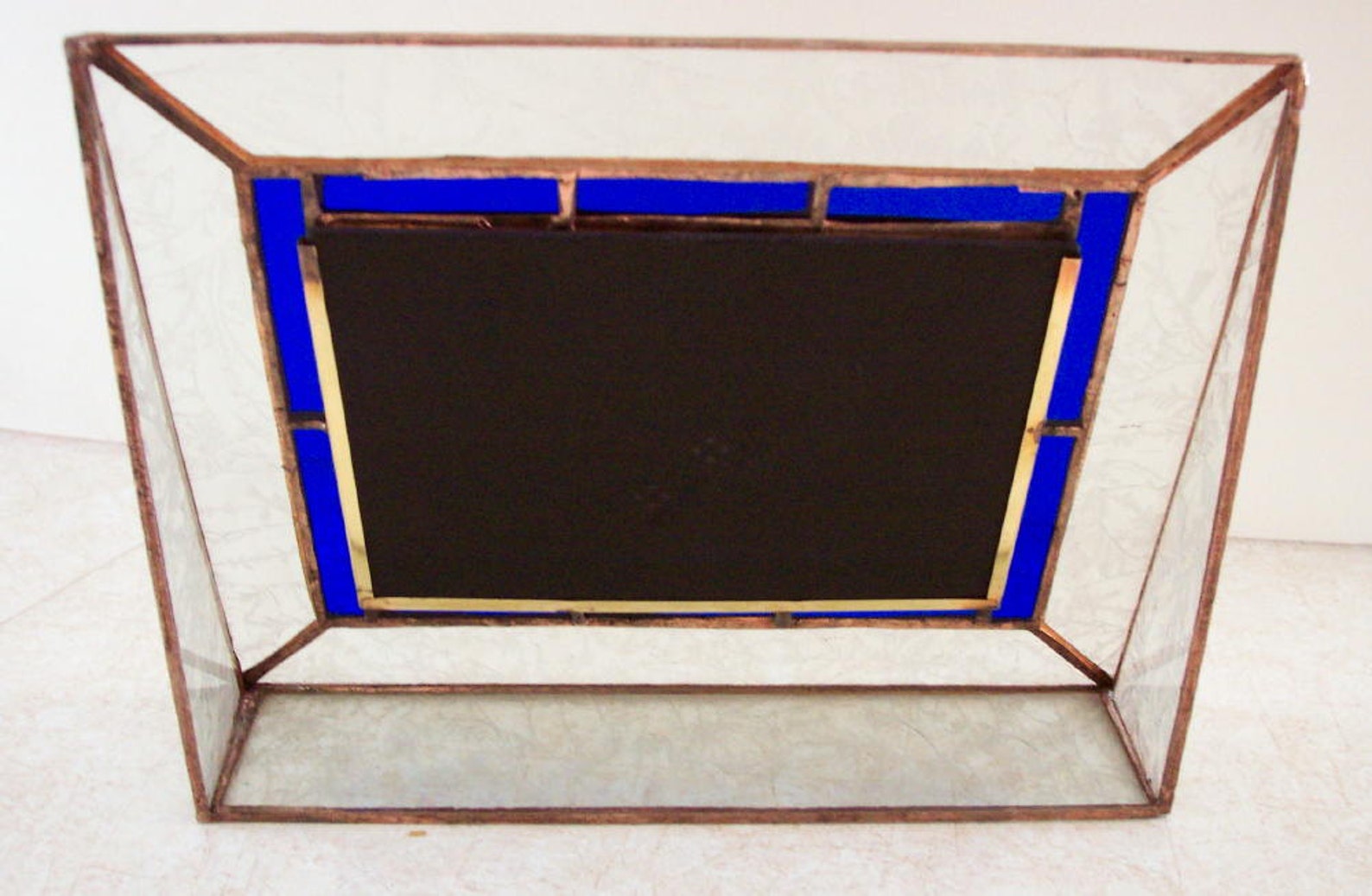 Stained Glass Landscape Picture Frame, Blue Border - Etsy