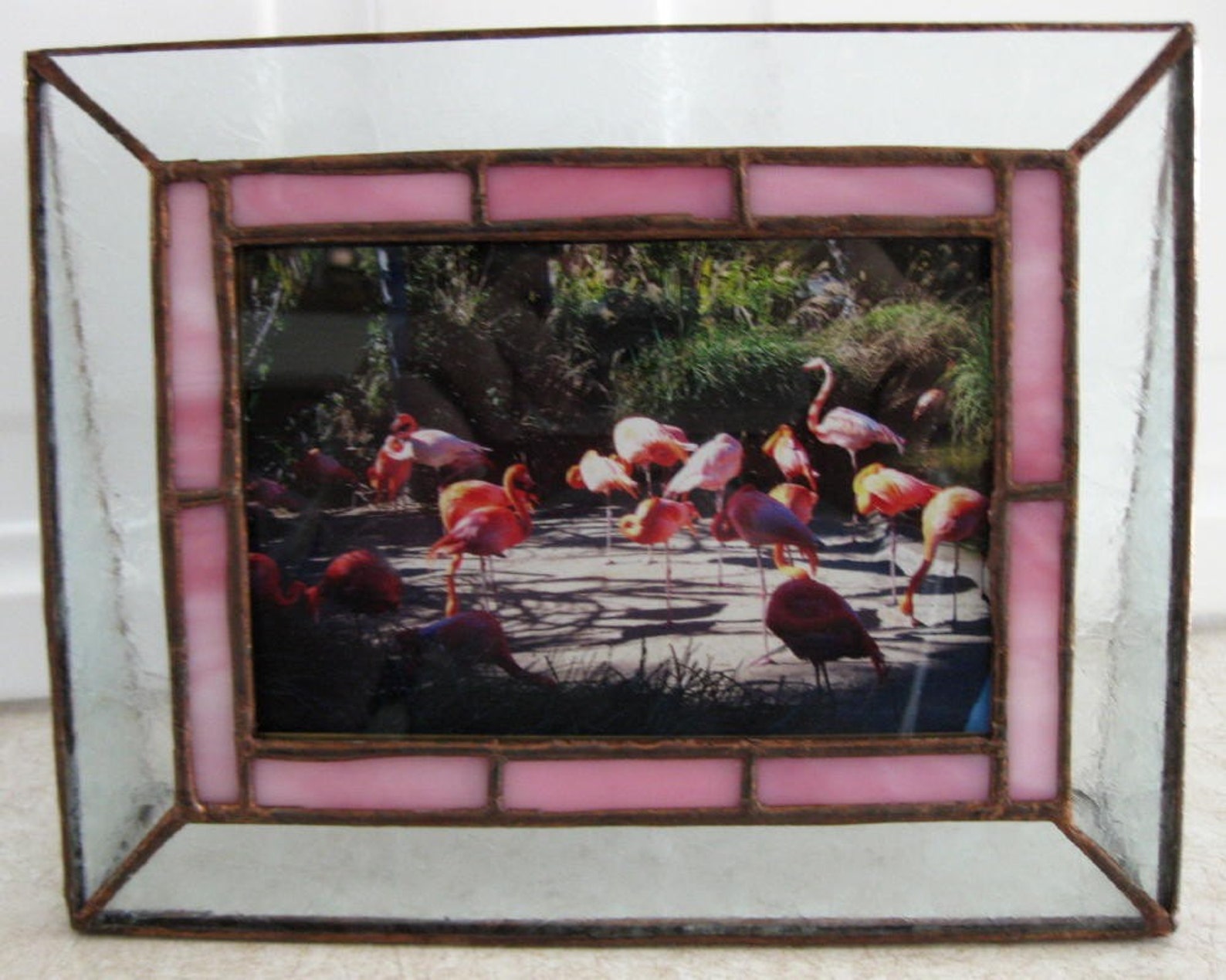 Stained Glass Landscape Picture Frame, Pink Border - Etsy