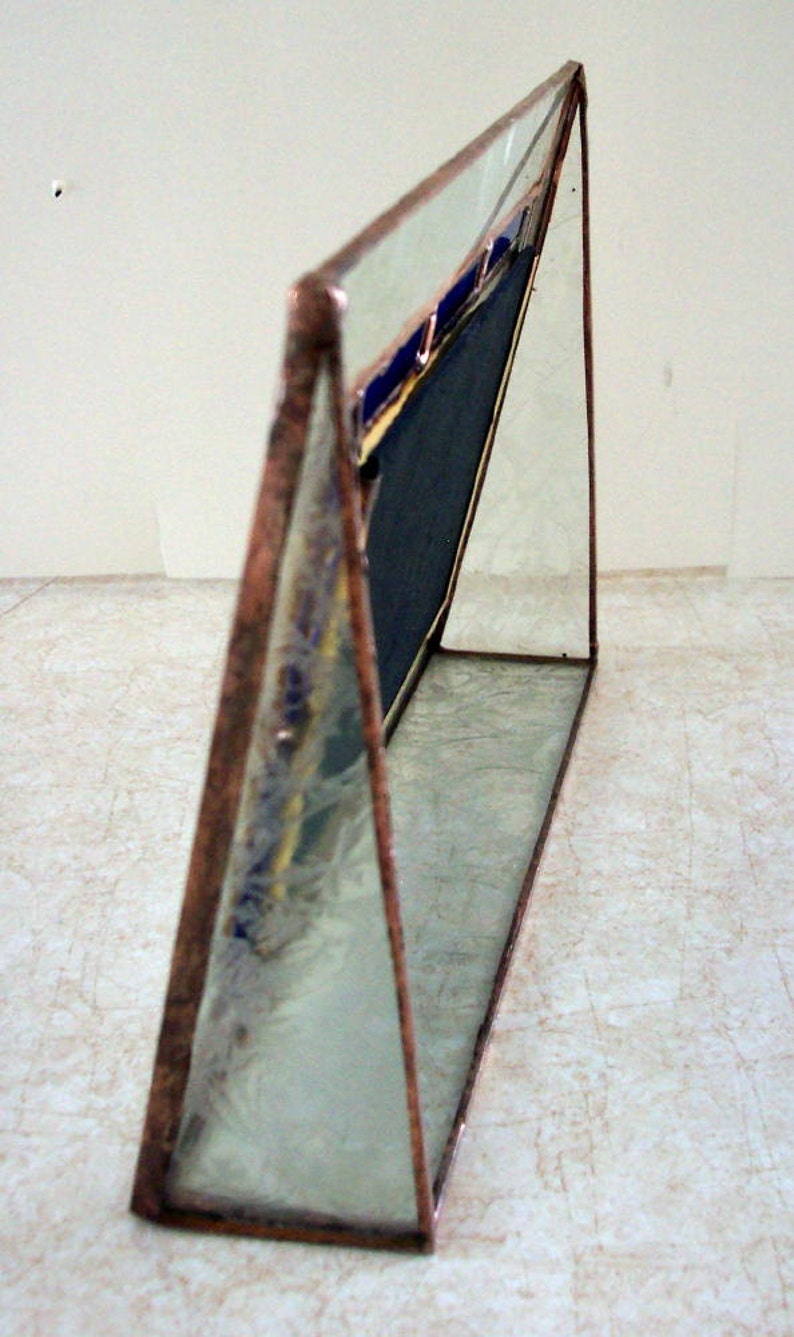 Stained Glass Landscape Picture Frame, Blue Border - Etsy