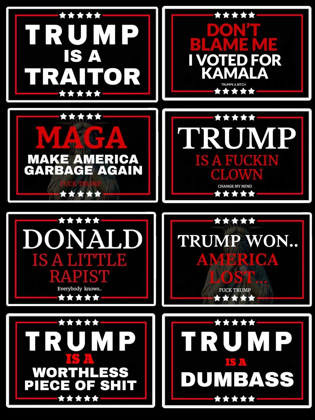 Anti Trump 8 Vinyl Sticker Bundle, Custom Waterproof 4”x2” Sticker - Etsy