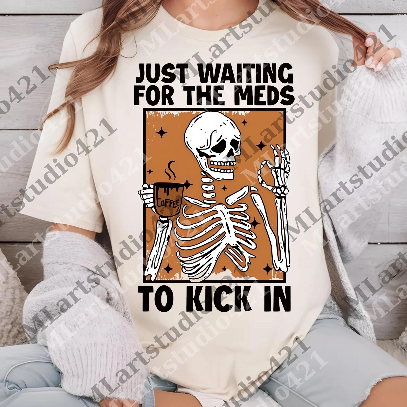 Chronic Illness Digital File Skeleton Hands Waiting for My Meds to Kick ...