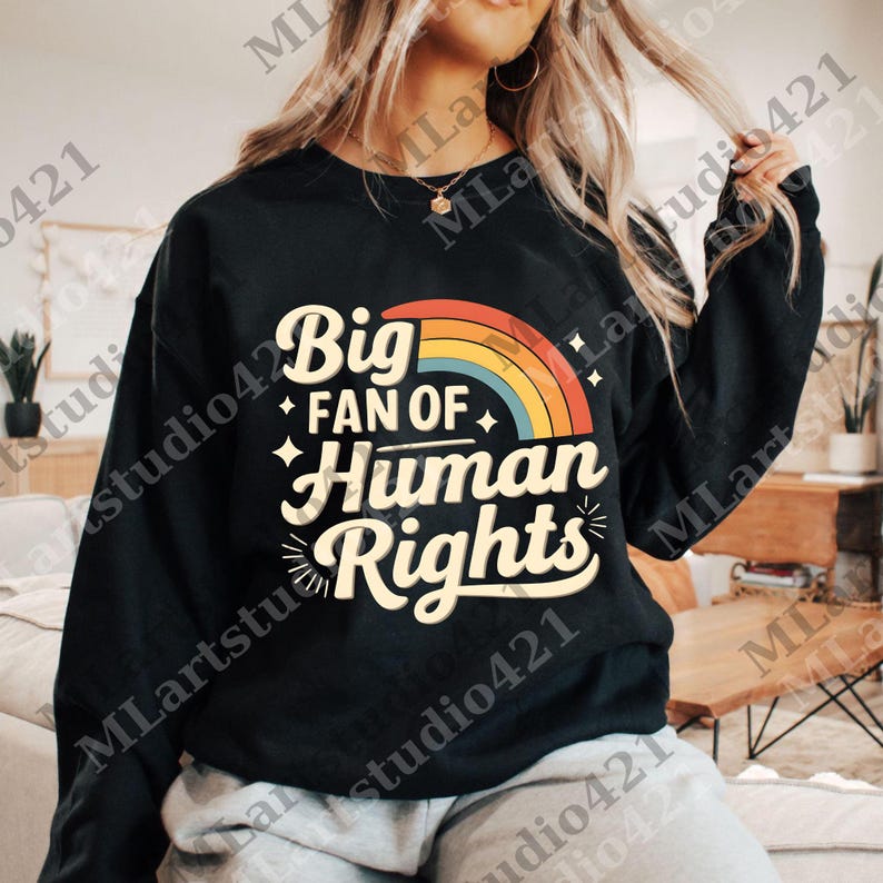 Big Fan of Human Rights Png, Retro Rainbow Digital, Radicalized by ...