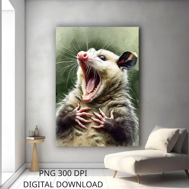 Decorlion Shabby Chic Opossum Poster Canvas Wall Art Png, Classic ...